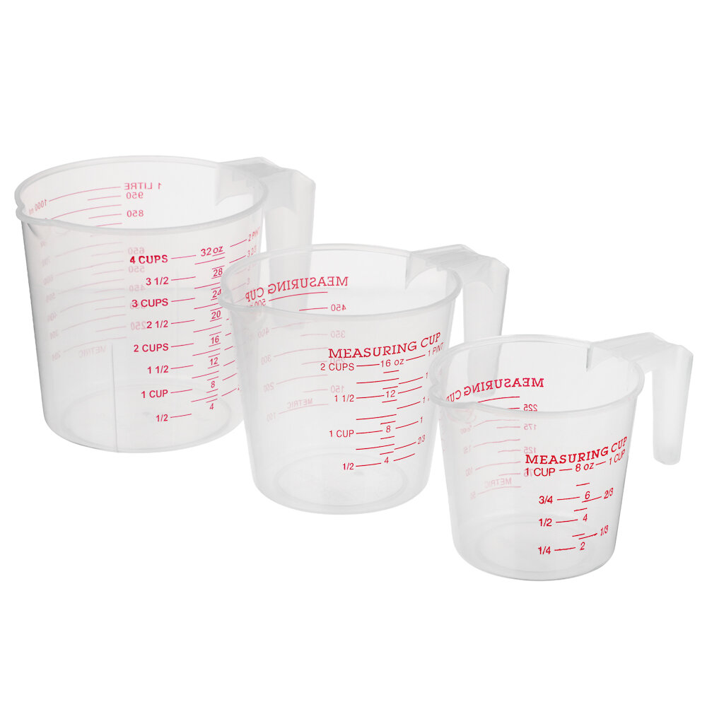 Набор мерных стаканов для кухни 250/500/1000 мл, 3 шт, пластик