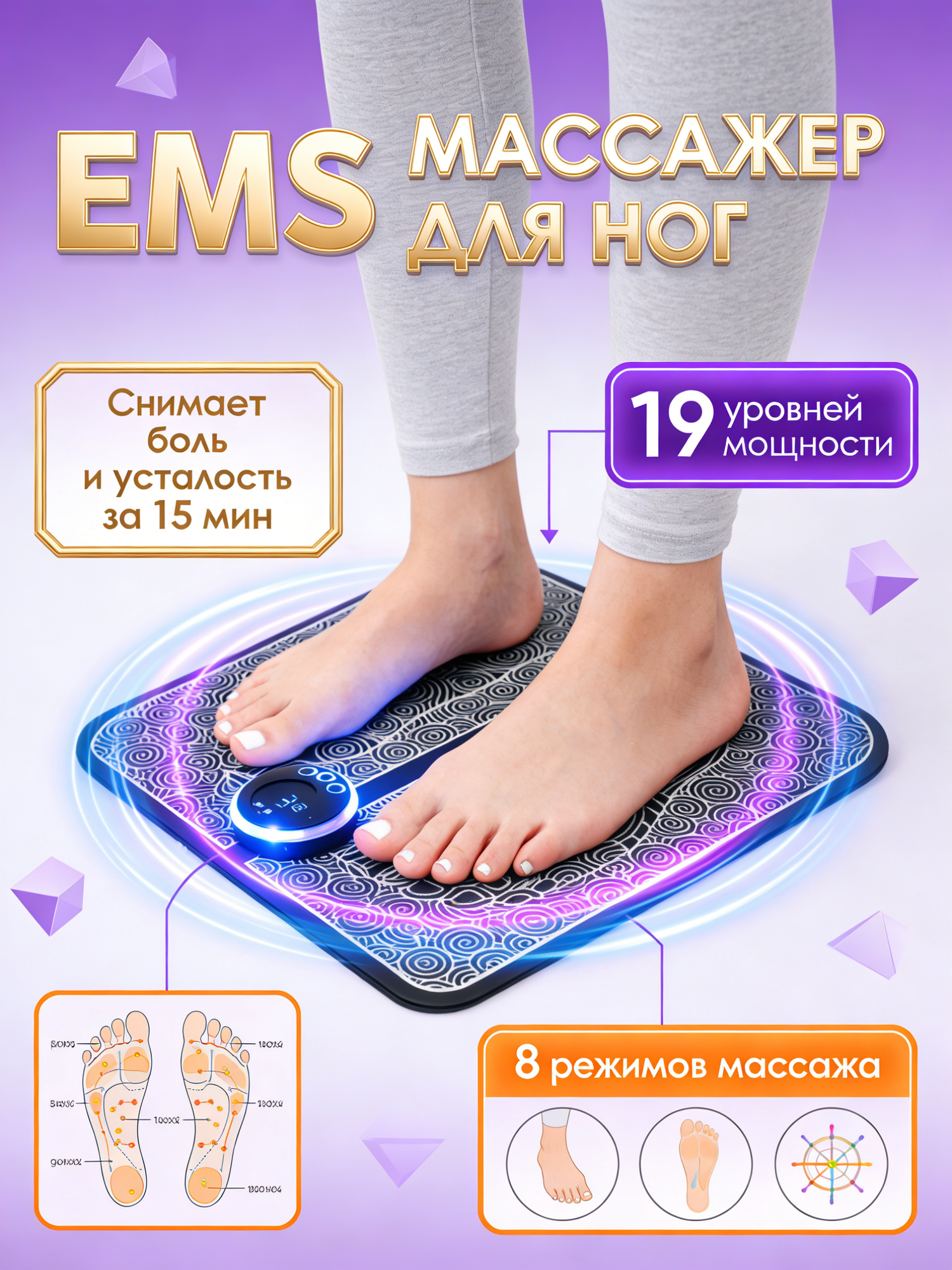 Массажер для ног электрический миостимулятор