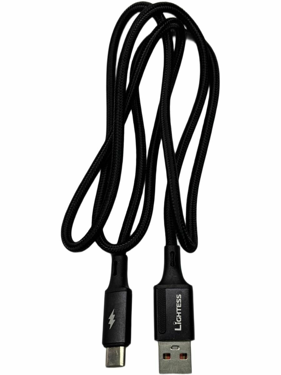 Кабель для зарядки USB-Type-C длина 1 метр, 2.4А, оплетка, черный