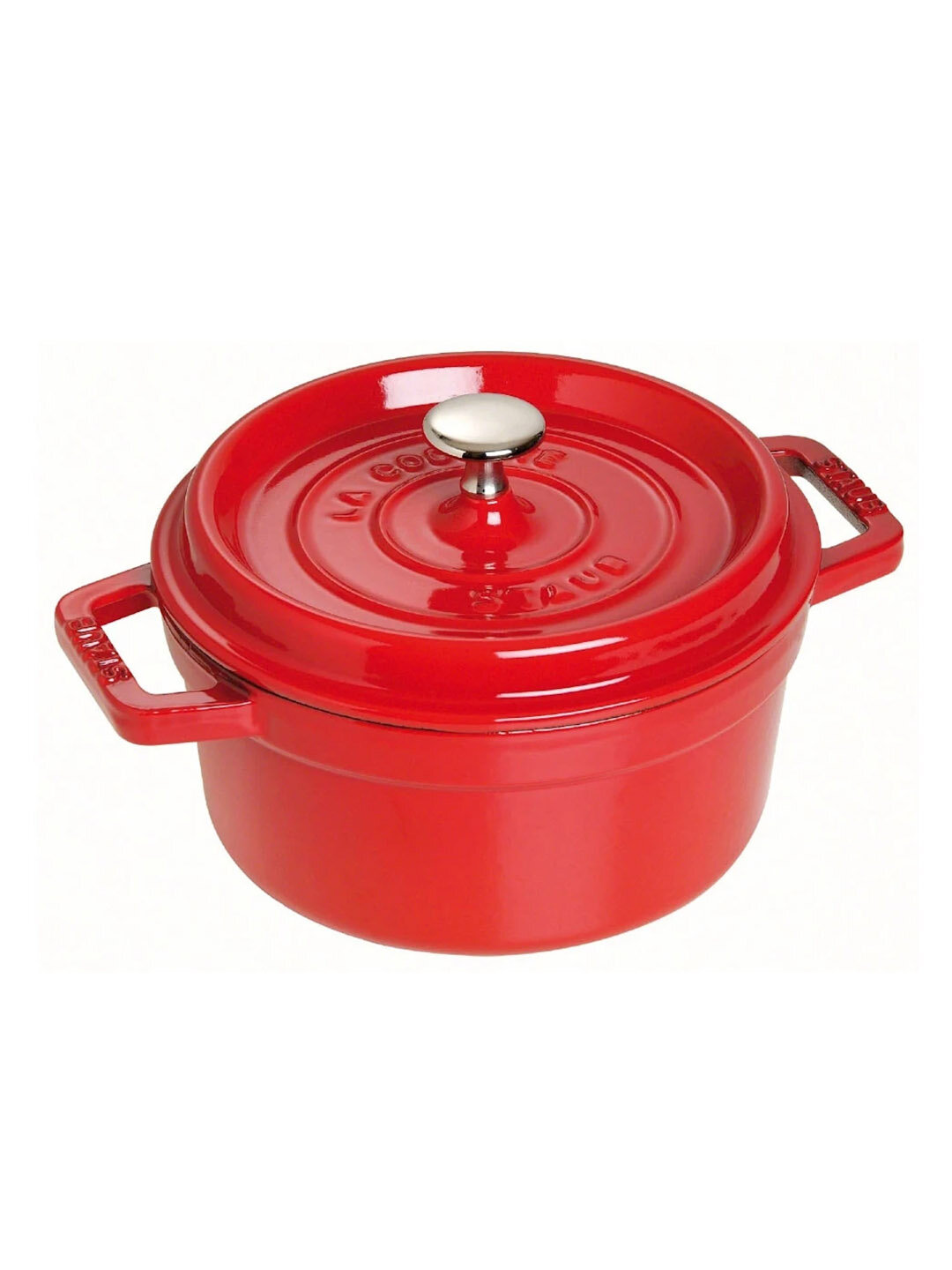 Кастрюля чугунная Staub 2,6 л, диаметр 22 см, вишневый с крышкой