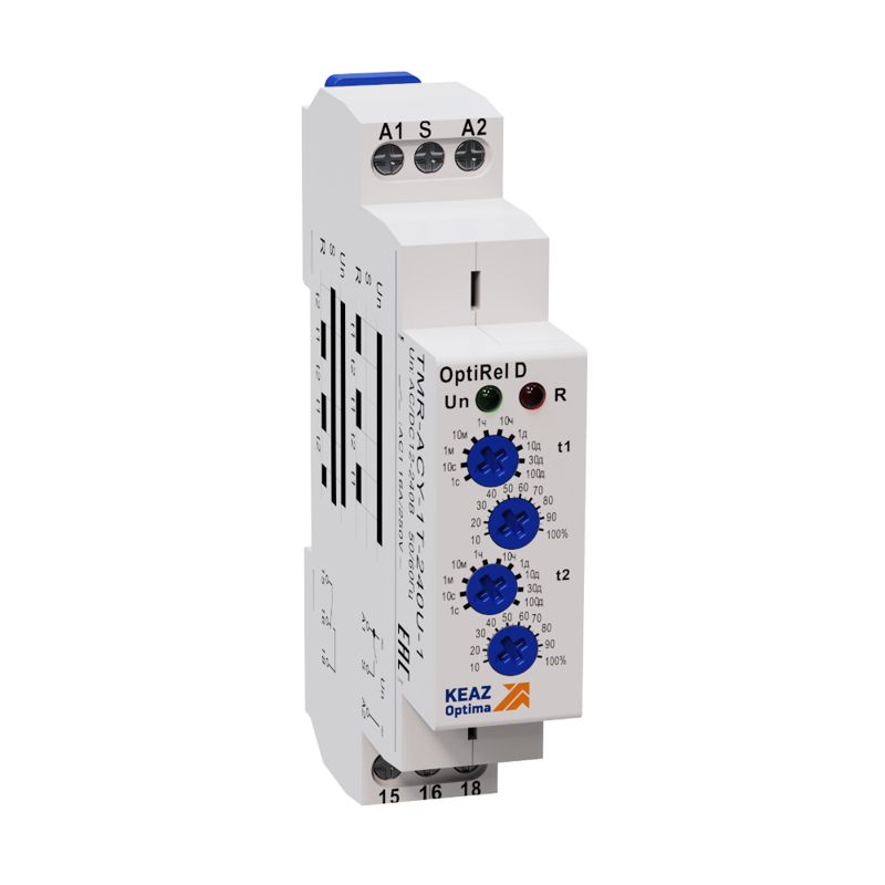 Реле времени OptiRel D TMR-ACY-1T-240U-1 циклическое 16А 1СО 12-230АС/DC, КЭАЗ 332030 (1 шт.)