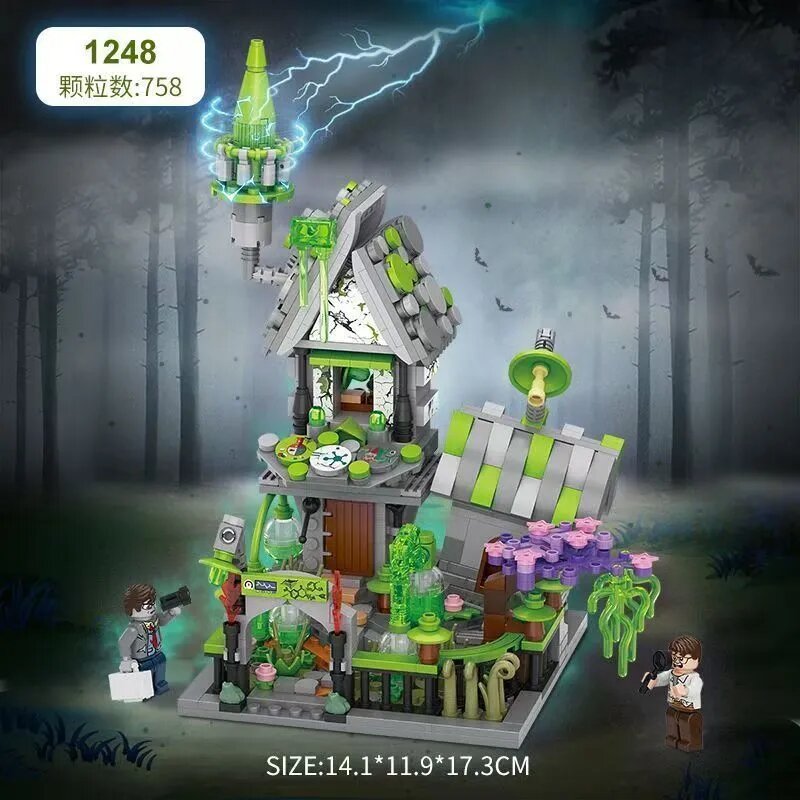 Конструктор Plastic LOZ серии Halloween, Science Monster House, часть 712, 1250, Подарки на Хэллоуин для взрослых и детей.