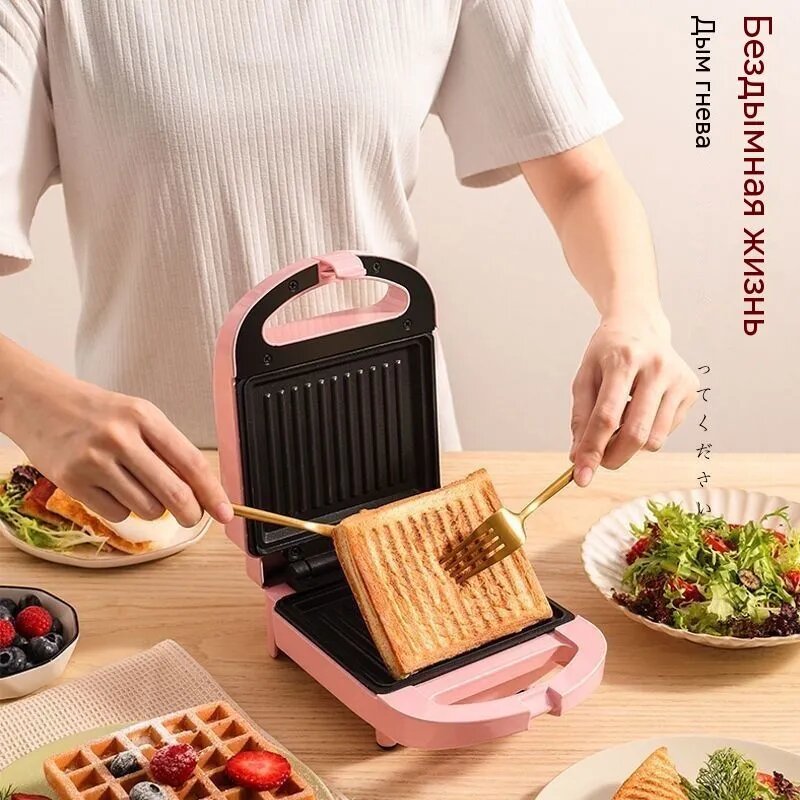 Вафельница PP-KC00723-250111X-25 500 Вт светло-розового цвета для бельгийских вафель с антипригарным покрытием