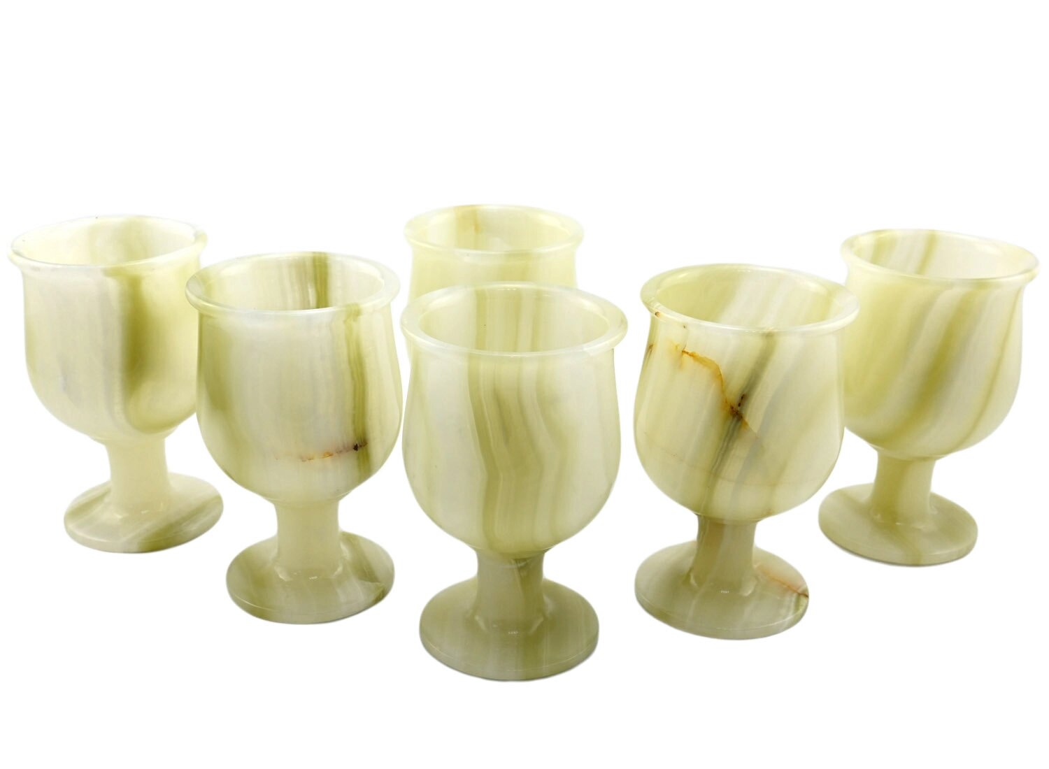 Набор фужеров из камня 6 шт 200мл оникс .