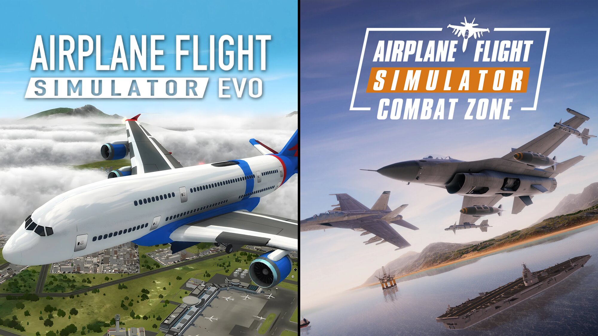 Airplane Flight Simulator EVO Airplane Flight Simulator Combat Zone Bundle для Sony PlayStation | PS4 и PS5 на русском языке | Игра навсегда | Быстрая доставка (Турция)