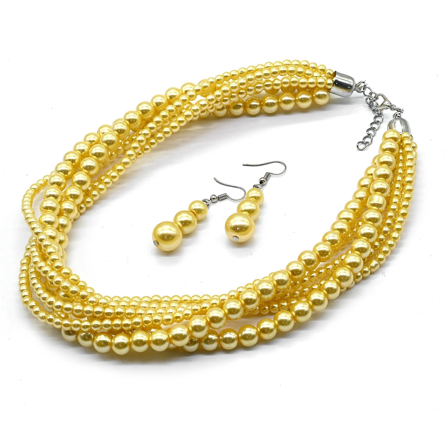 Комплект бижутерии: серьги, колье, жемчуг имитация