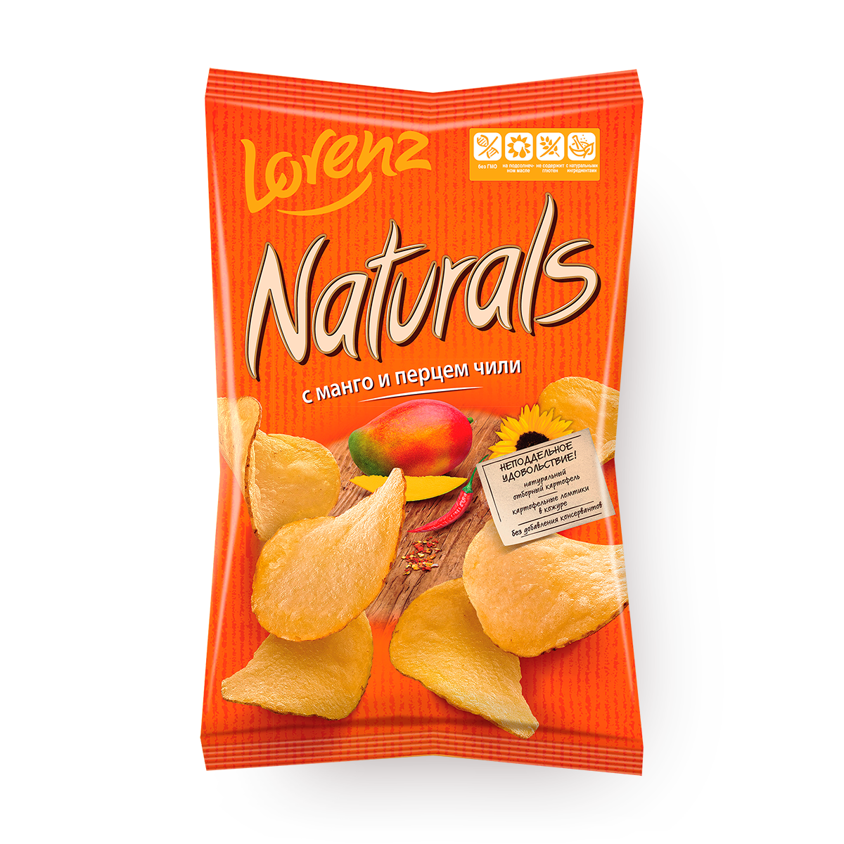 Чипсы картофельные Naturals с манго и перцем чили