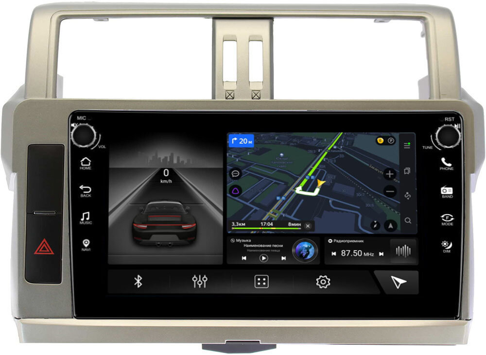 Штатная магнитола Toyota Land Cruiser Prado 150 2013-2017 (серебро) Canbox M-Line 7805-1007 Android 10 (4G-SIM, 2/32, DSP, QLed) С крутилками