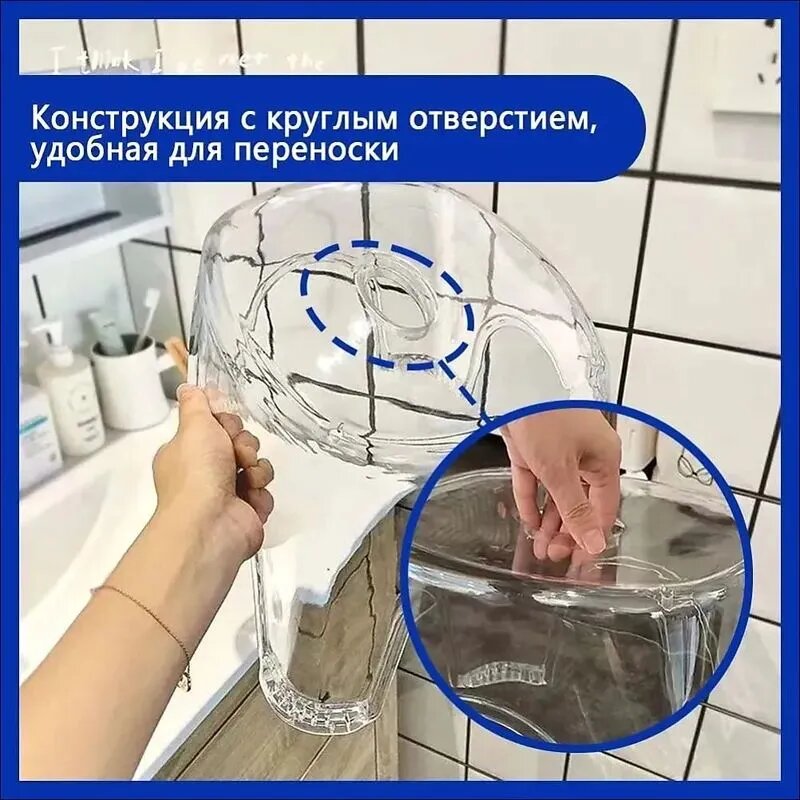 Табурет прозрачный для душа и ванной пластиковый круглый 25х21х31 см — фото 1