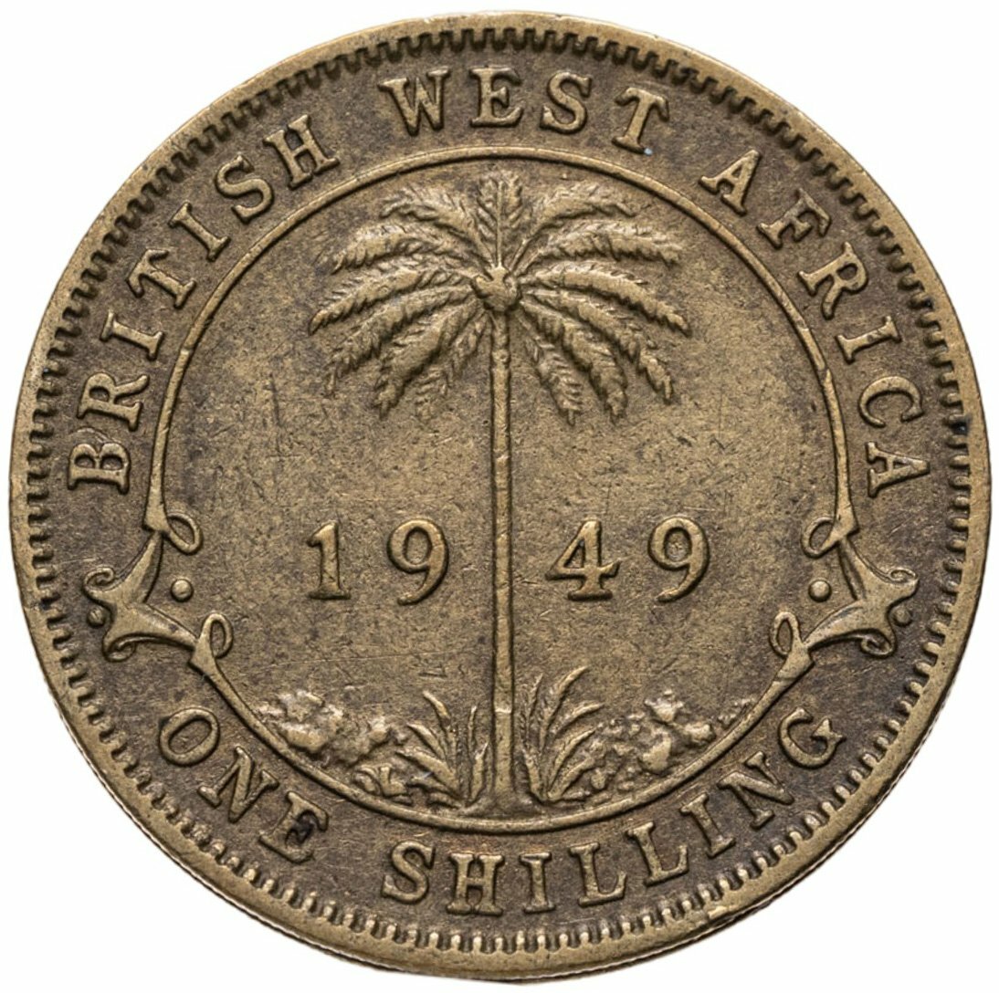Британская Западная Африка 1 шиллинг shilling 1949, Латунь, в сохранности VF-XF
