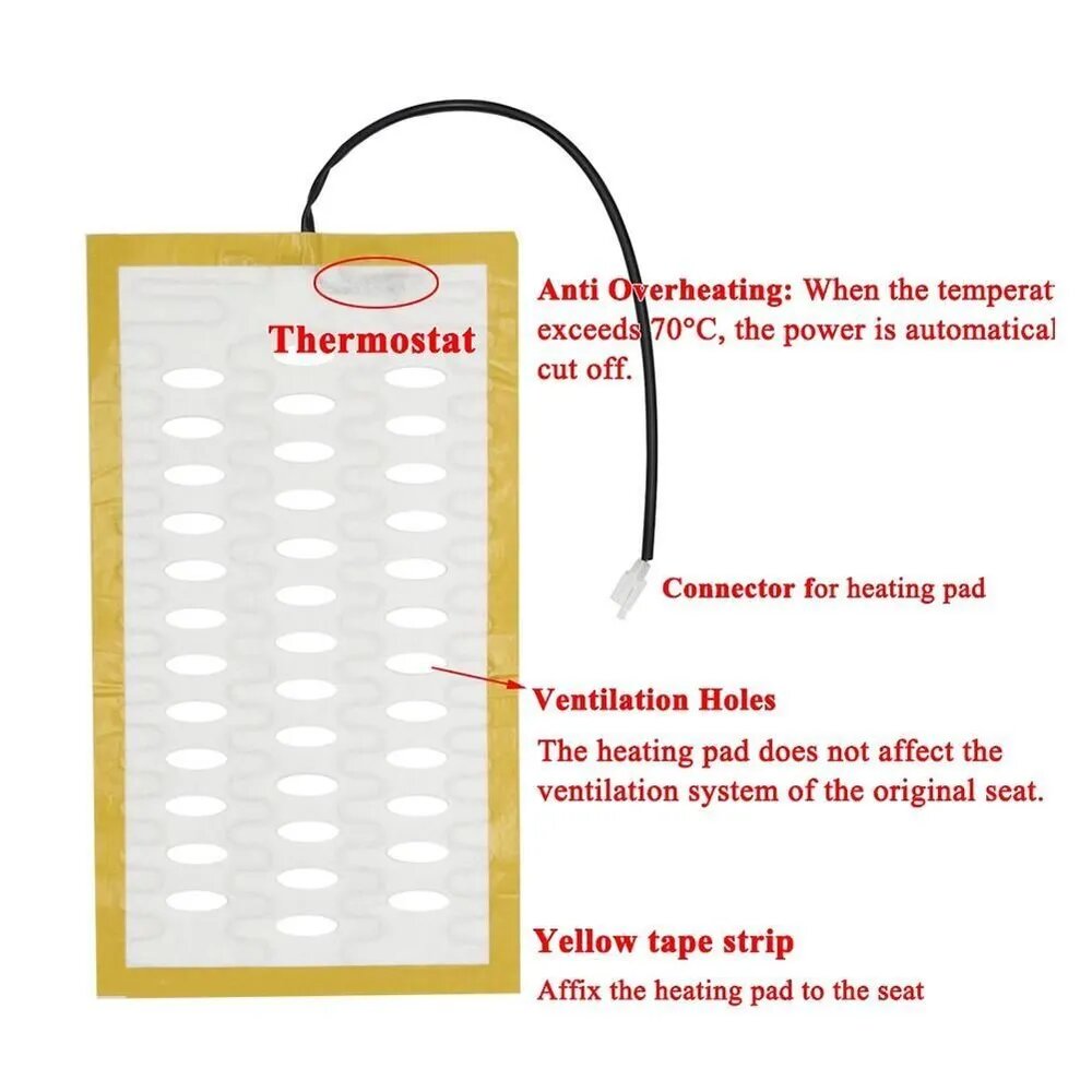 Элемент нагревательный универсальный комплект для подогрева сидений белый