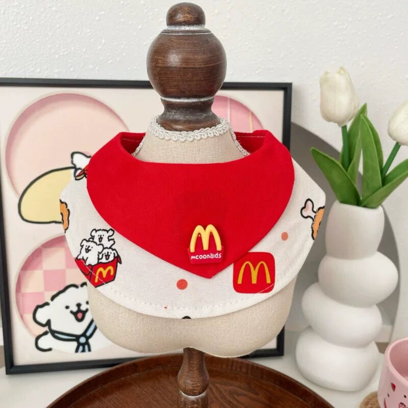 Салфетка-ограничитель с принтом McDonald's для кошек и маленьких собак, размер S (3-6 фунтов), мягкая ткань, стиральная