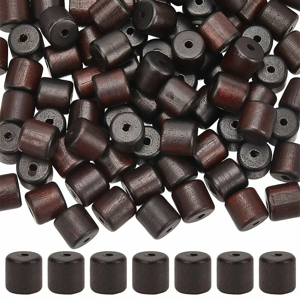 100 шт. бусин из натурального сандалового дерева, черные, 7,5x8 мм