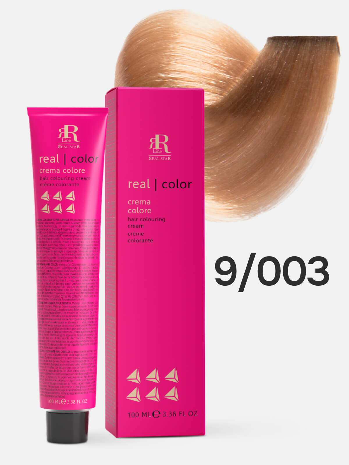 Крем - краска для волос профессиональная RR Line Colouring Cream 9/003 Блонд Интенсивный натуральный золотистый, 100 мл