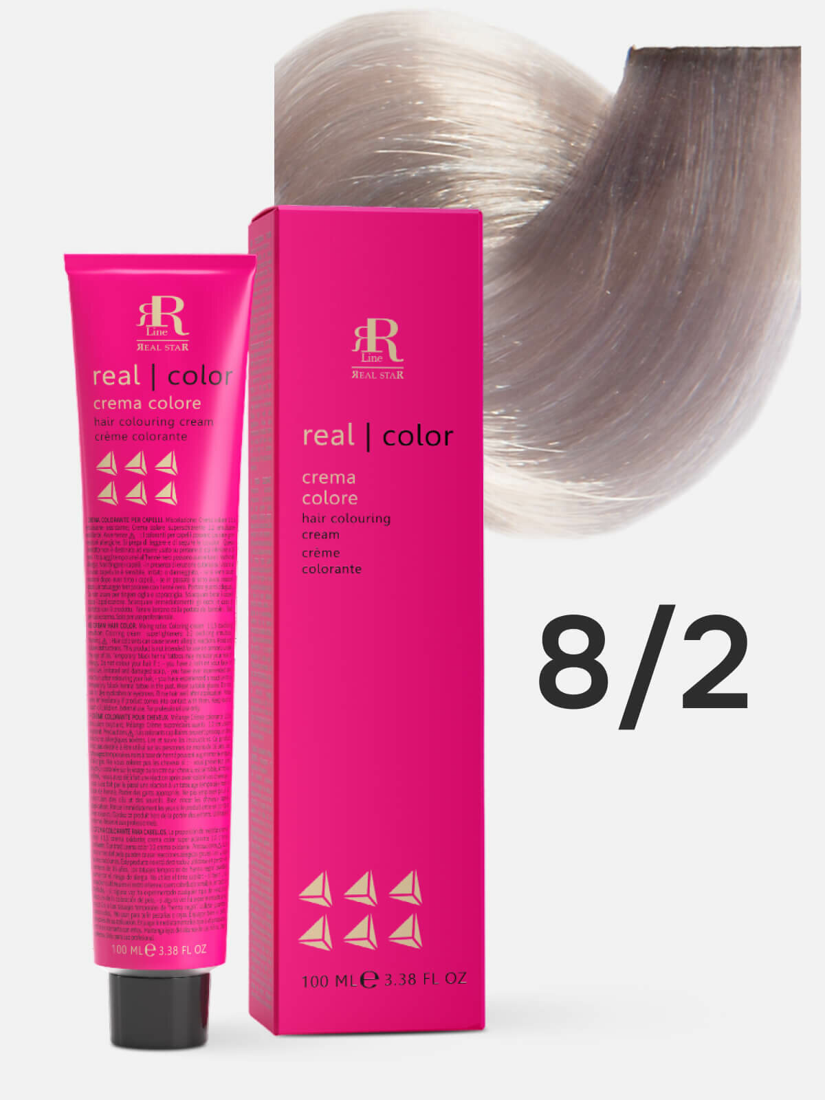 Крем - краска для волос профессиональная RR Line Colouring Cream 8/2 Светлый русый Перламутровый, 100 мл