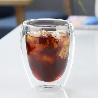 Стеклянная кружка двойные стенки 350ml без ручки