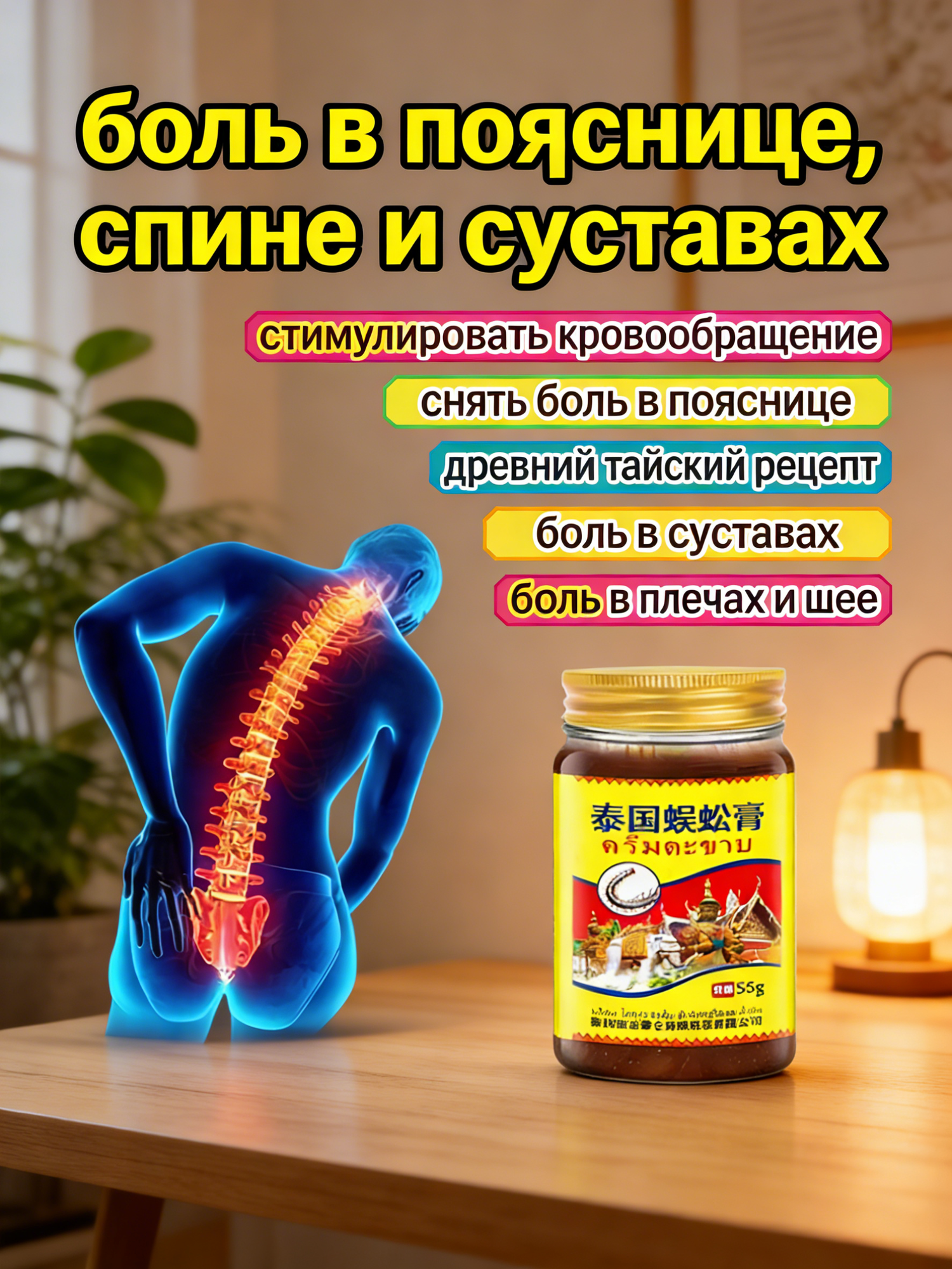 Мазь от боли в спине, пояснице, ногах и ревматических болей в суставах