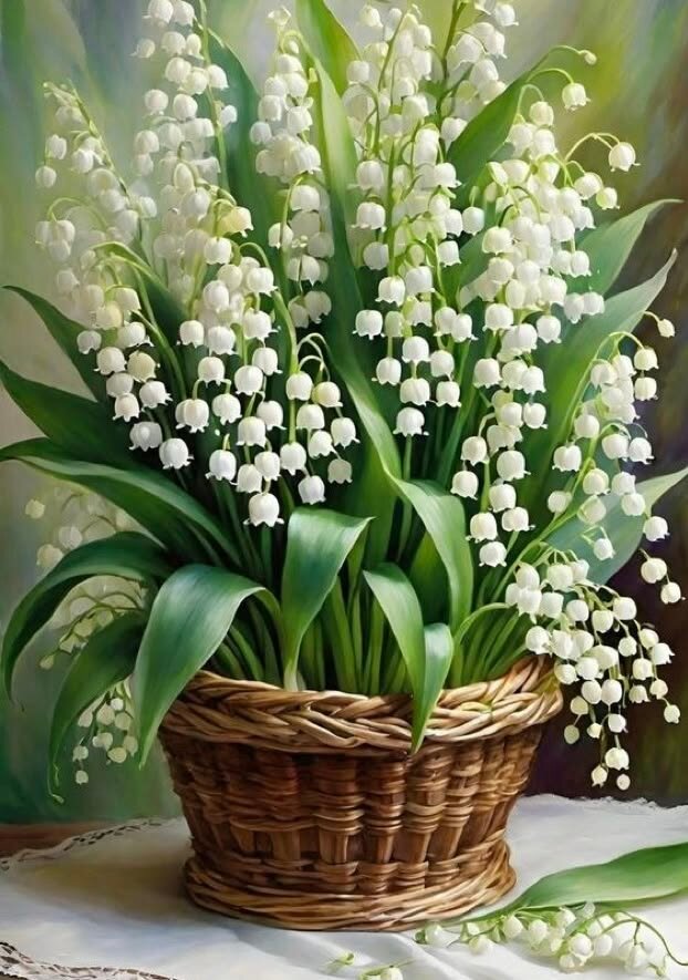 Алмазная живопись "Ландыш", 5D, круглая, 40x50 см. Производитель: Brose Art.