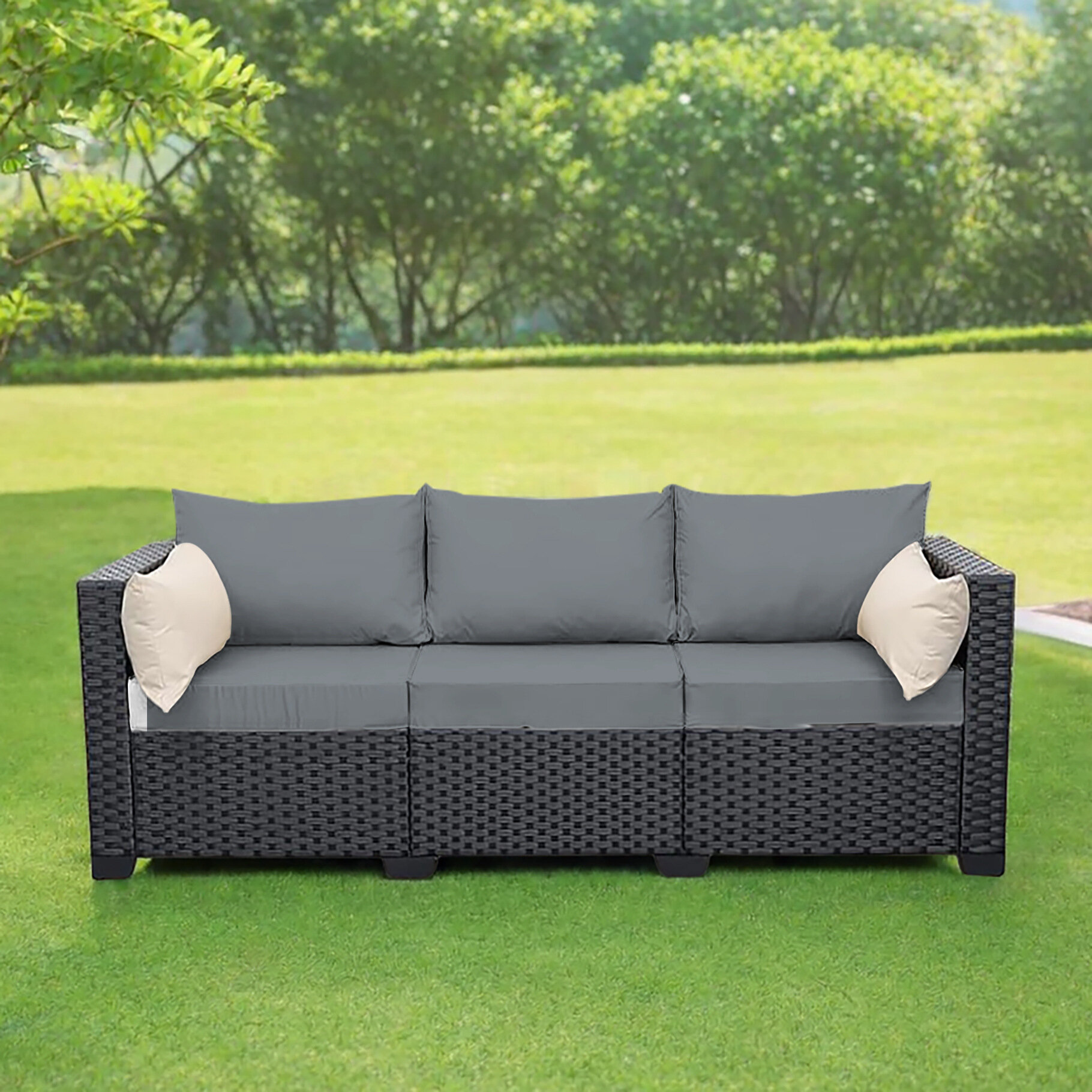 Уличный диван, мебель для сада, виллы, террасы гостевого дома, комбинированный досуговый стул из ротанга, однотонная подушка для дивана.