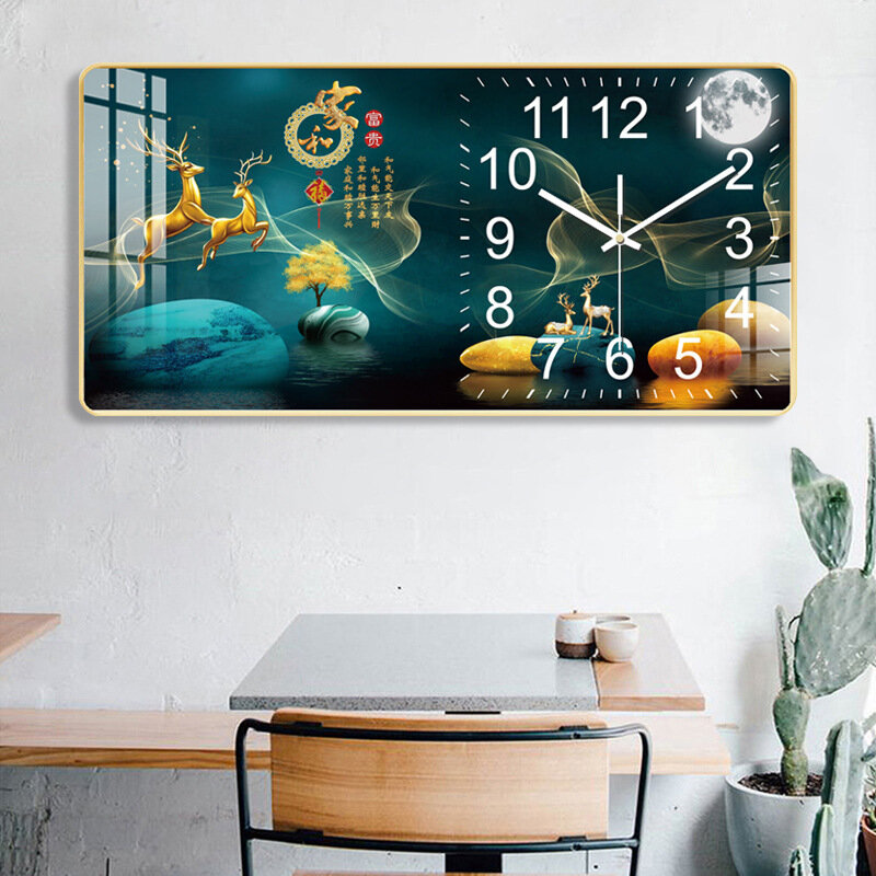 Новые настенные часы в стиле легкой роскоши для гостиной, декоративная картина, настенные часы для прихожей, креативные бесшумные часы в китайском стиле для столовой.