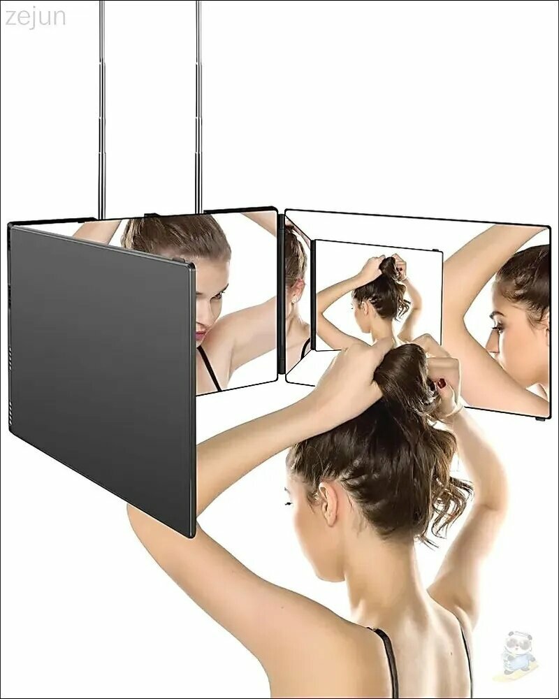 Зеркало карманное "Перезаряжаемое Парикмахерское зеркало на 360 градусов с трехстворчатой подсветкой", 1 шт