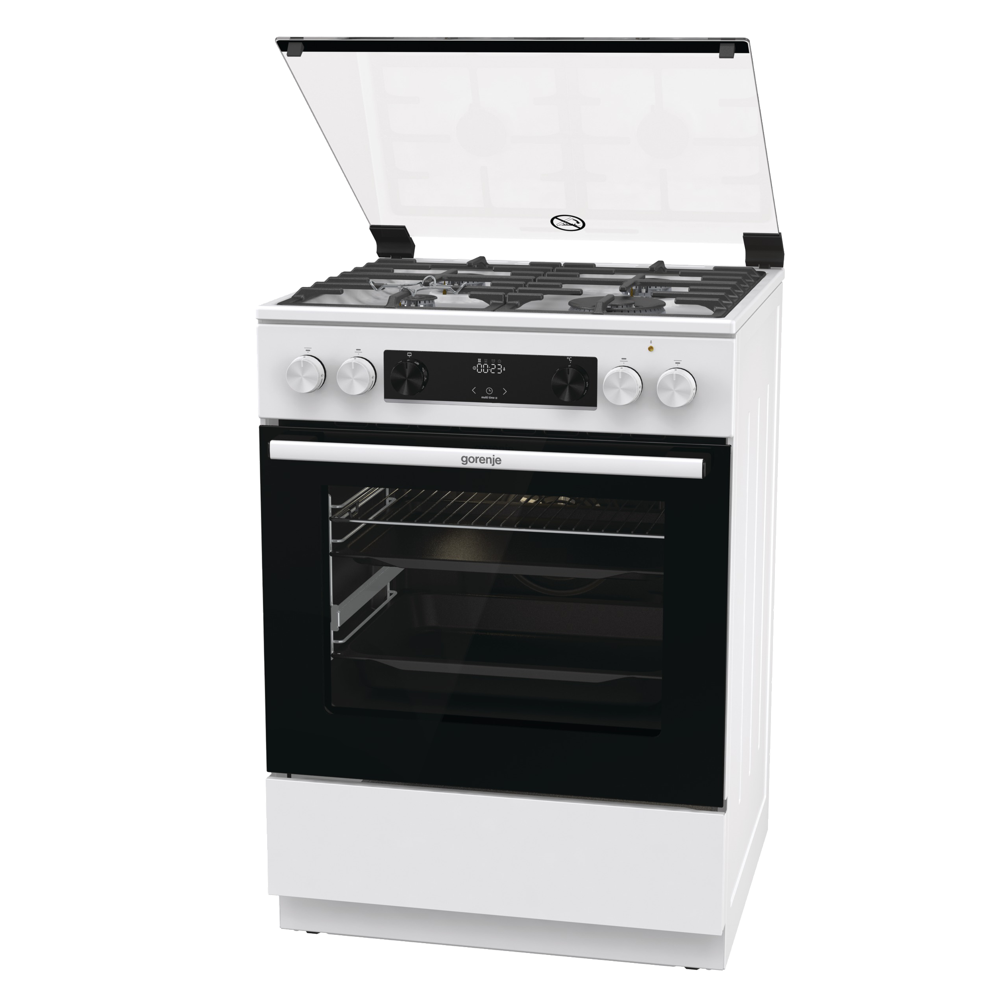 Комбинированная плита Gorenje GKS6C70WA, 4 газовые конфорки, электрическая духовка 71 л, белый