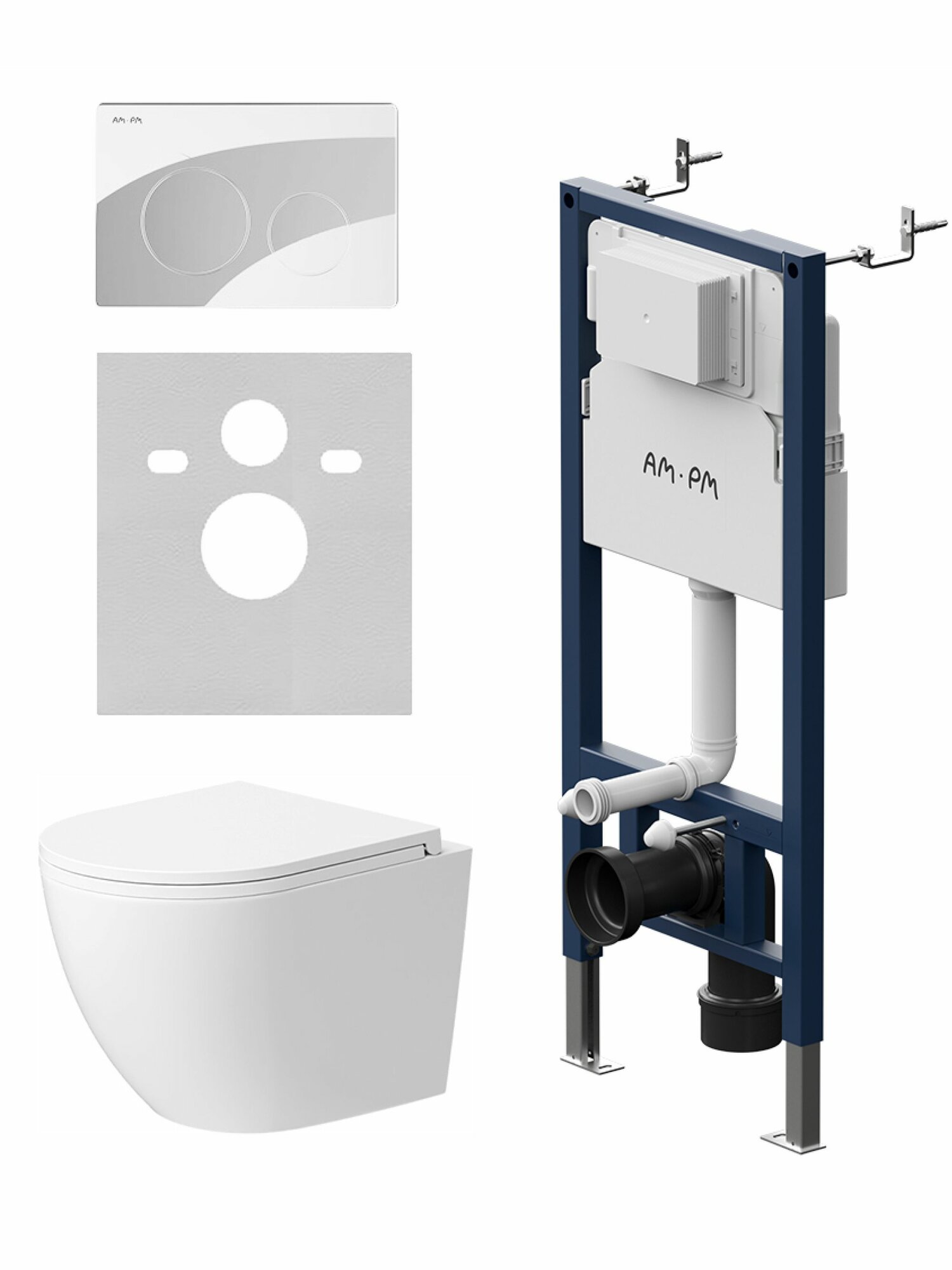 Инсталляция AM.PM PrimeFit с подвесным унитазом Damixa Quanta, клавиша L хром