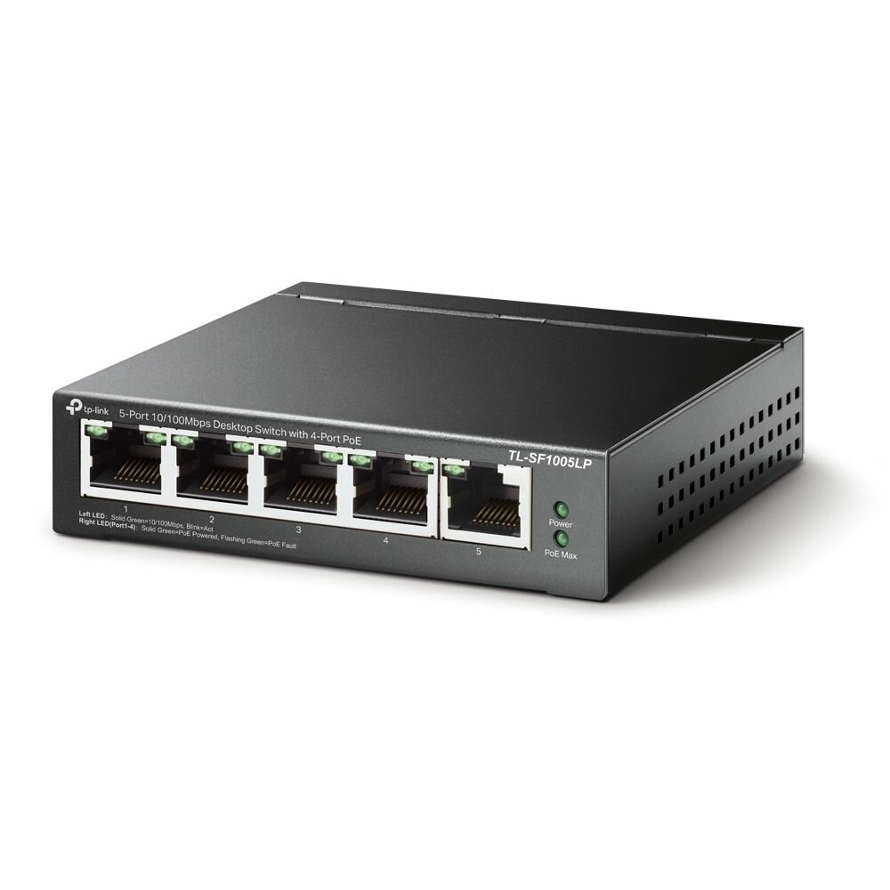 Коммутатор TP-Link TL-SF1005P неуправляемый, 5xRJ45 100Мбит/с, PoE 67Вт, с поддержкой автосогласования и авто-MDI/MDIX