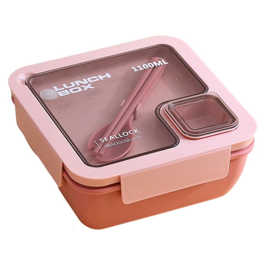 Разделённый контейнер для еды с герметичной крышкой, Розовый - HZ5228