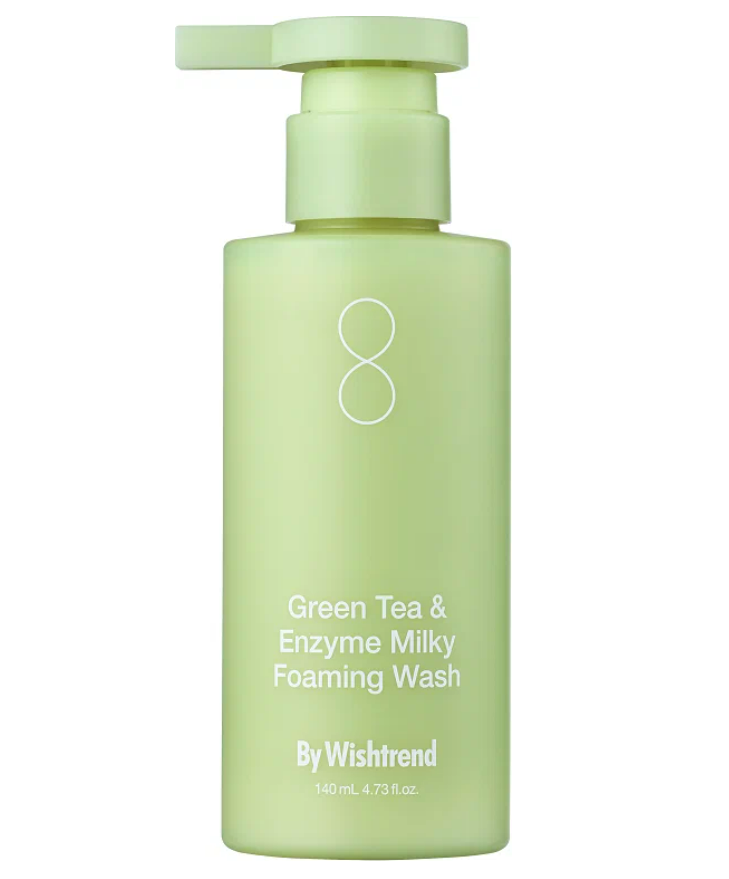 By Wishtrend Пенка очищающая энзимная с зелёным чаем Green tea & enzyme milky foaming wash 140 мл