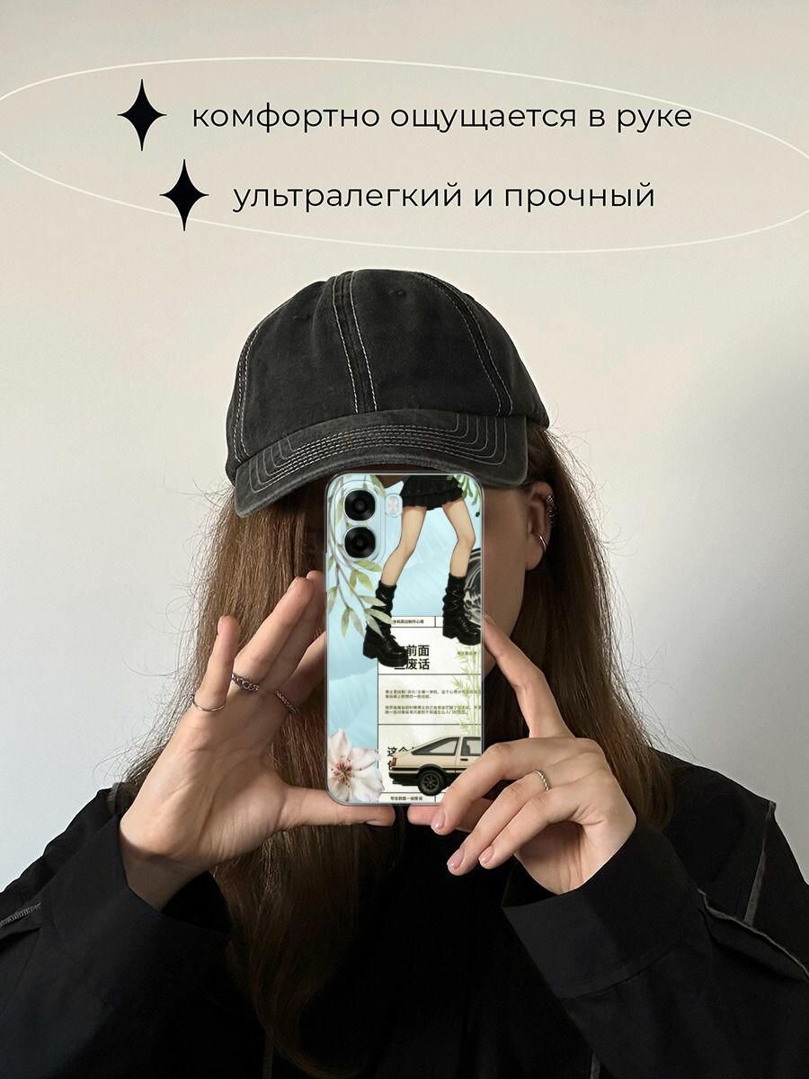 Чехол на Oppo A6x / Оппо A6x с принтом Стильная японская подборка, прозрачный — фото 1
