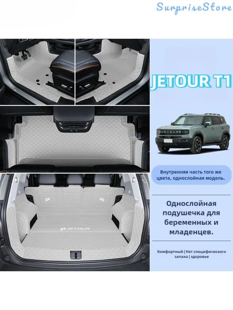 Jetour Коврики в салон автомобиля для JETOUR T1, Искусственная кожа, 5 шт, Белые