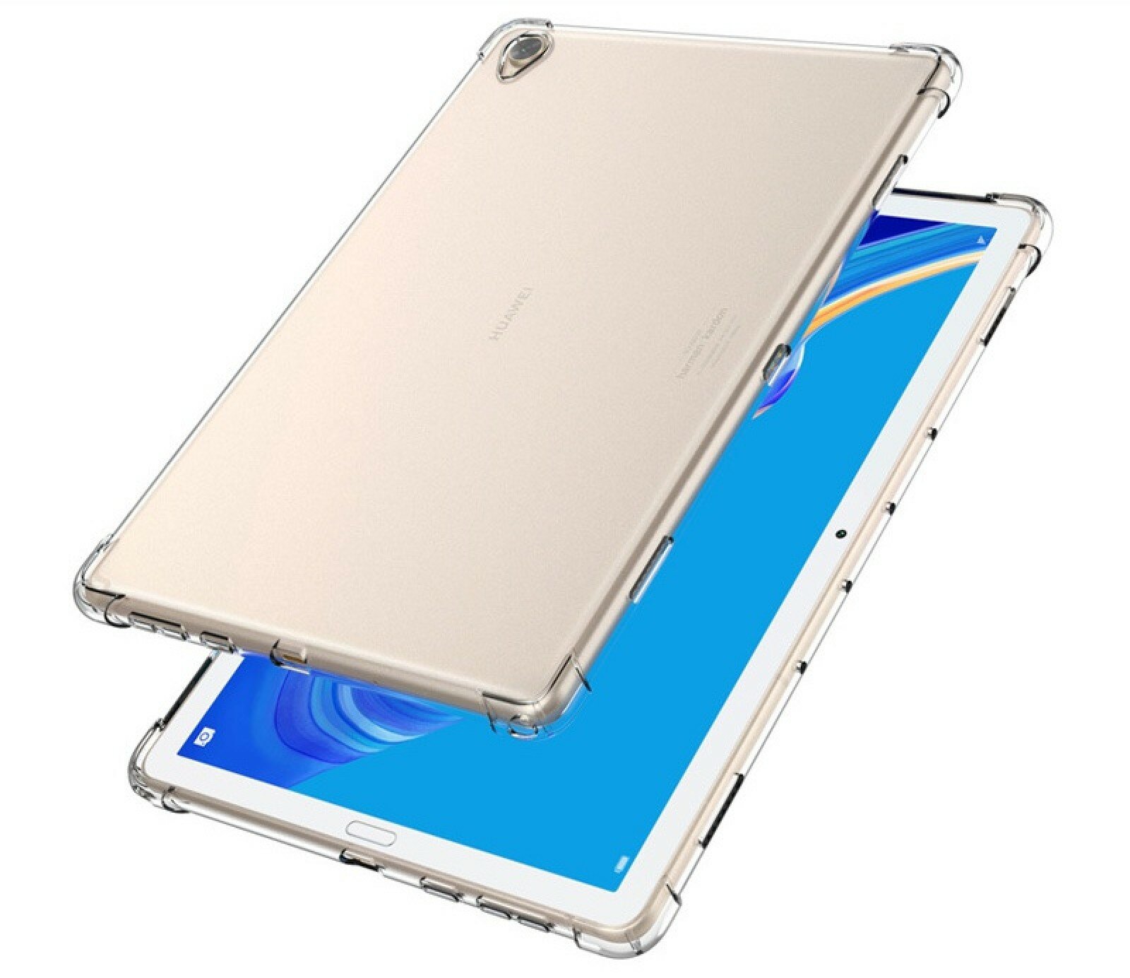 Чехол MyPads для Huawei MediaPad M6 10.8 прозрачный силиконовый с защитой боковых кнопок и усиленными углами