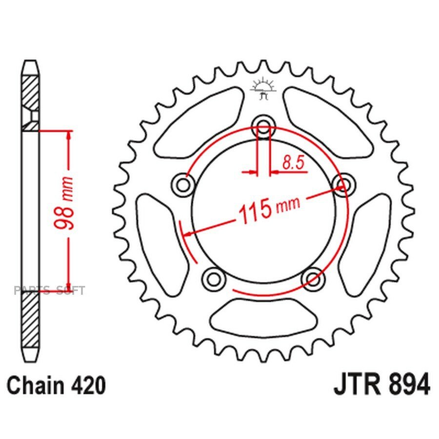Звездочка ведомая JTR894.48 от официального дистрибьютора, JT SPROCKETS, артикул JTR89448