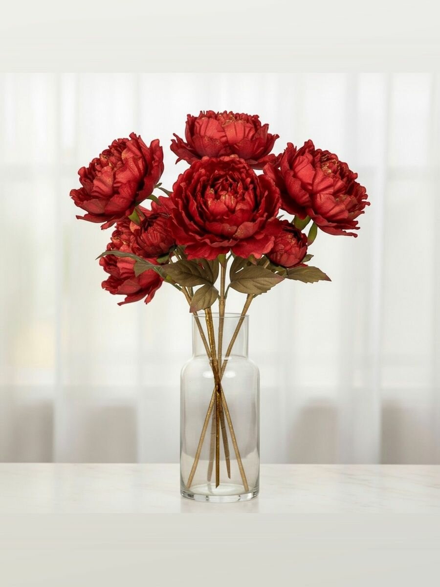 Букет Пионов 5шт "FLOWERS GLAMOUR" 60см красные