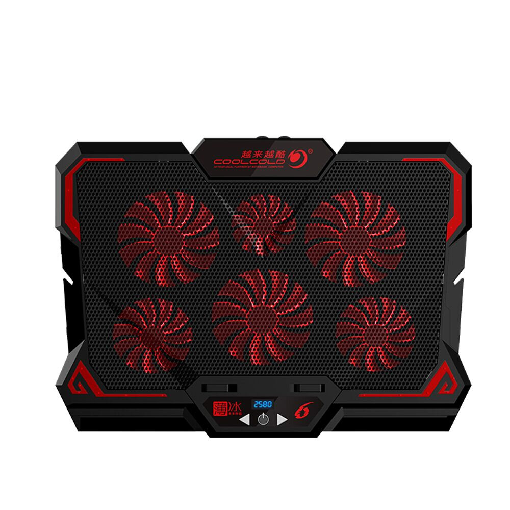 COOLCOLD K38 Стойка для ноутбука с охлаждающим вентилятором Six-fans, регулируемая скорость вращения вентилятора, низкий шум, размер 417*300*30мм, вентиляторы 3*≤100*100*20мм 2*≤80*80*15мм 1*≤70*70*15мм, скорость вентилятора 1400-2600±10%RPM, напряжение