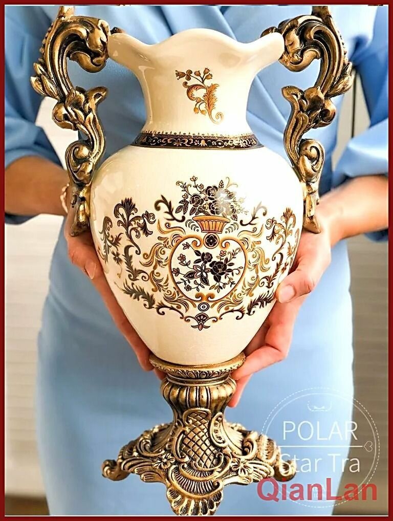 Ваза "шинуазри", 43 см , Керамика, Гипс, 1 шт