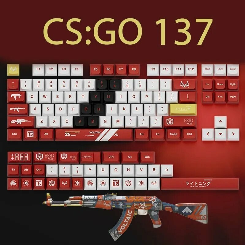 Комплект кейкапов для темы CS: GO / PBT Keycaps 137 Клавиш / Кейкапы для механической клавиатуры