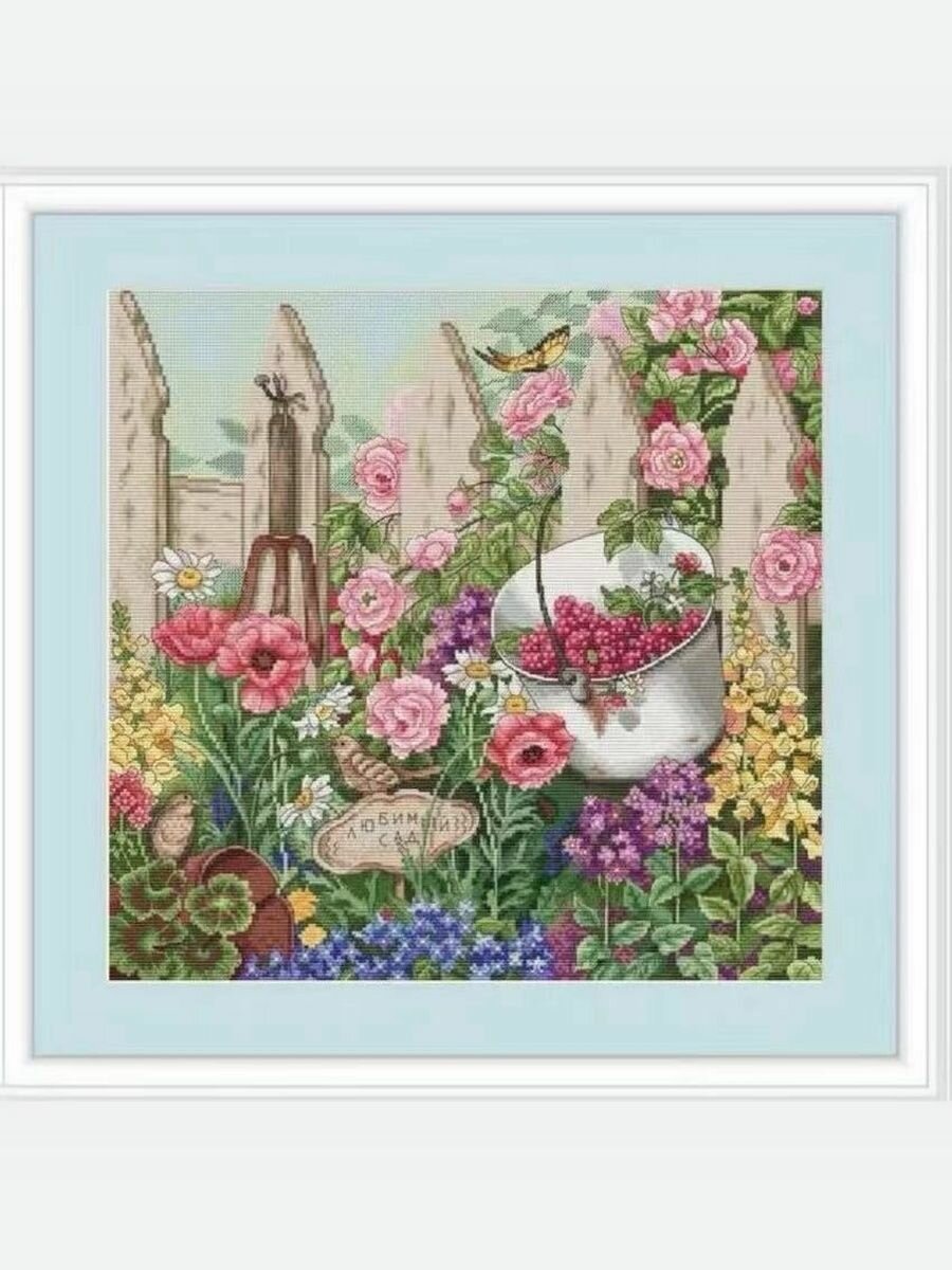 DIY 16CT Набор для рукоделия Amishop "Favorite Garden" Копия, 200 x 194 стежков, 65 цветов, 31 x 32 см