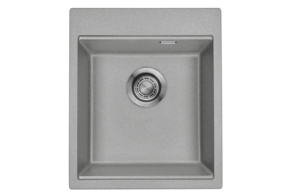 Мойка кухонная Emar Quartz EMQ-1420. Q Барит кварцевая, 42x50, прямоугольная, мойка для кухни, серая, матовая