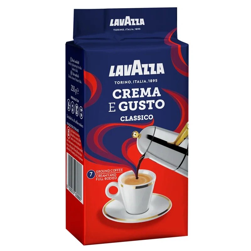 Кофе молотый Lavazza Crema e Gusto Classico 250 г (вакуумная упаковка)