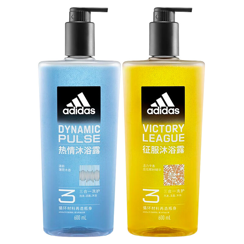 Гель для душа мужской Adidas Dynamic Pulse / Victory League, Passionate 600ml+Conquer 600ml