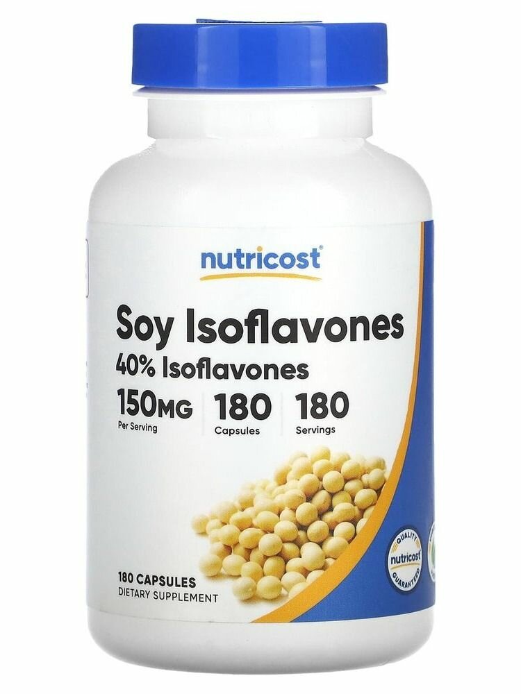 Изофлавоны сои, 150 мг, 180 капсул, Nutricost