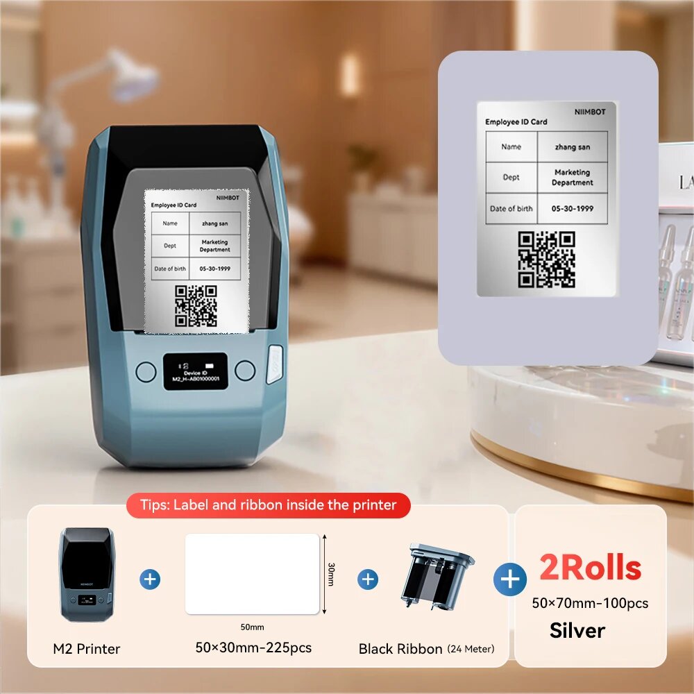 Niimbot M2 термотрансферный принтер этикеток 300 dpi темно-синий Add 50x70-Silver2