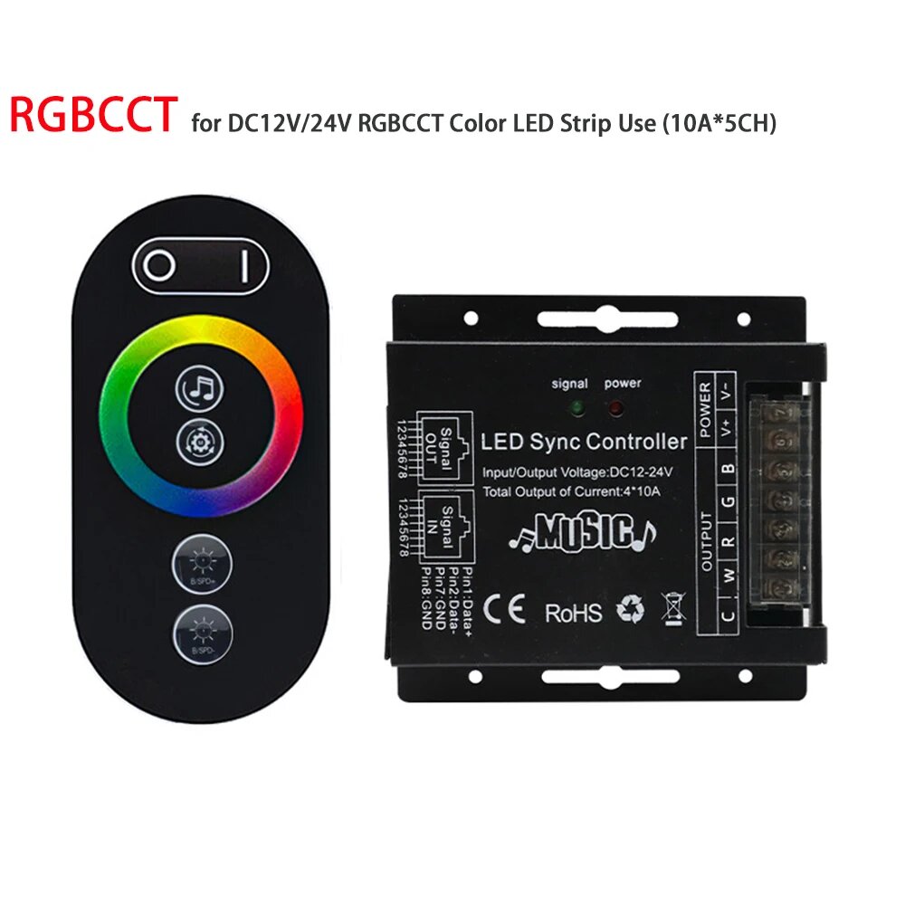 RGB CCT контроллер для LED ленты DC12-24V (10A*5CH)