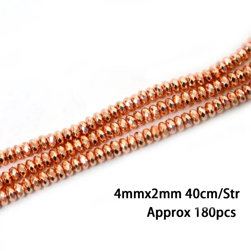 Бусины гематит Rondell, 4x2 мм, Розовое золото, 40 см, 180 шт