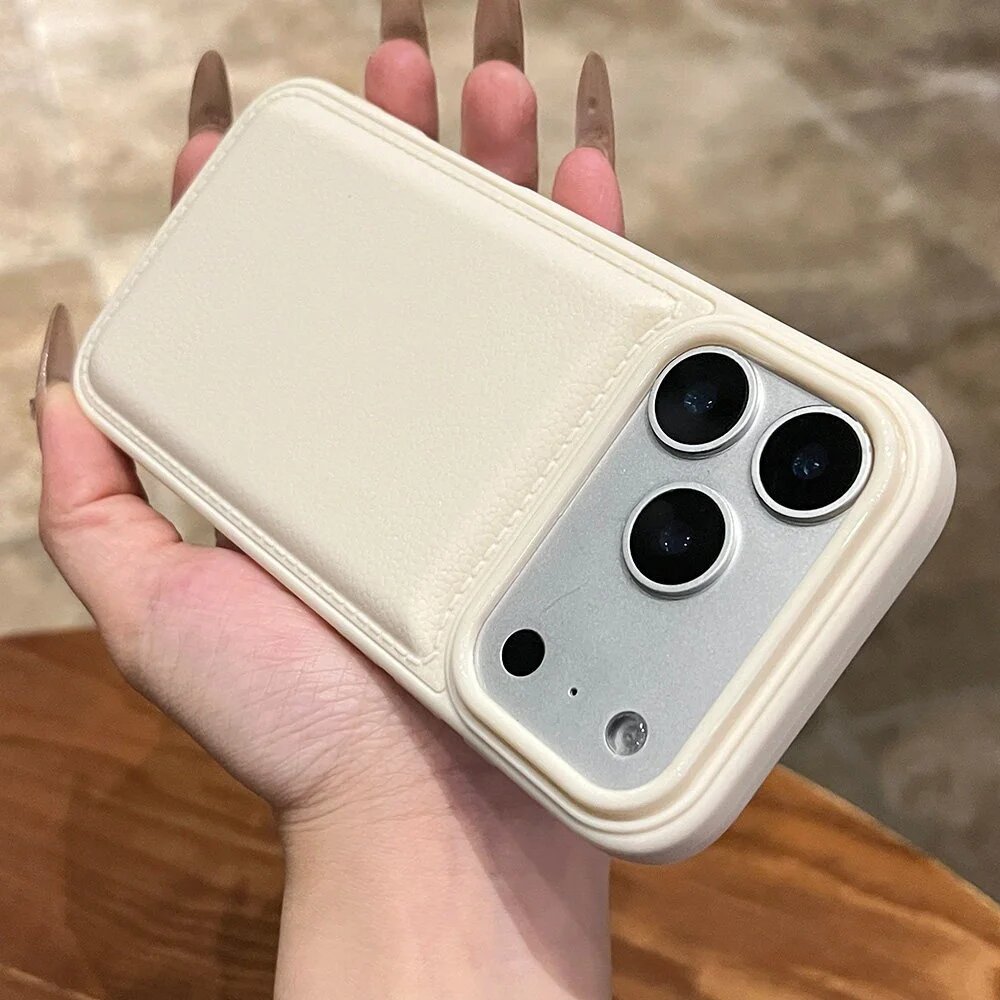 Роскошный чехол-накладка Drum Cortex Plain для iPhone 17 Air 16 15 14 Айфон 15 Про, Бежевый, White
