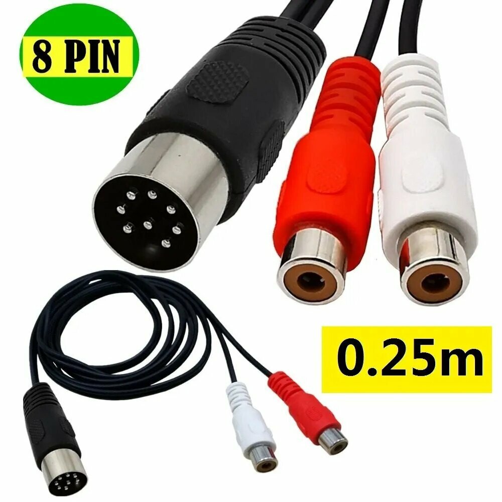 PENGQIAO Аудиокабель DIN/RCA, 0.25 м, разноцветный
