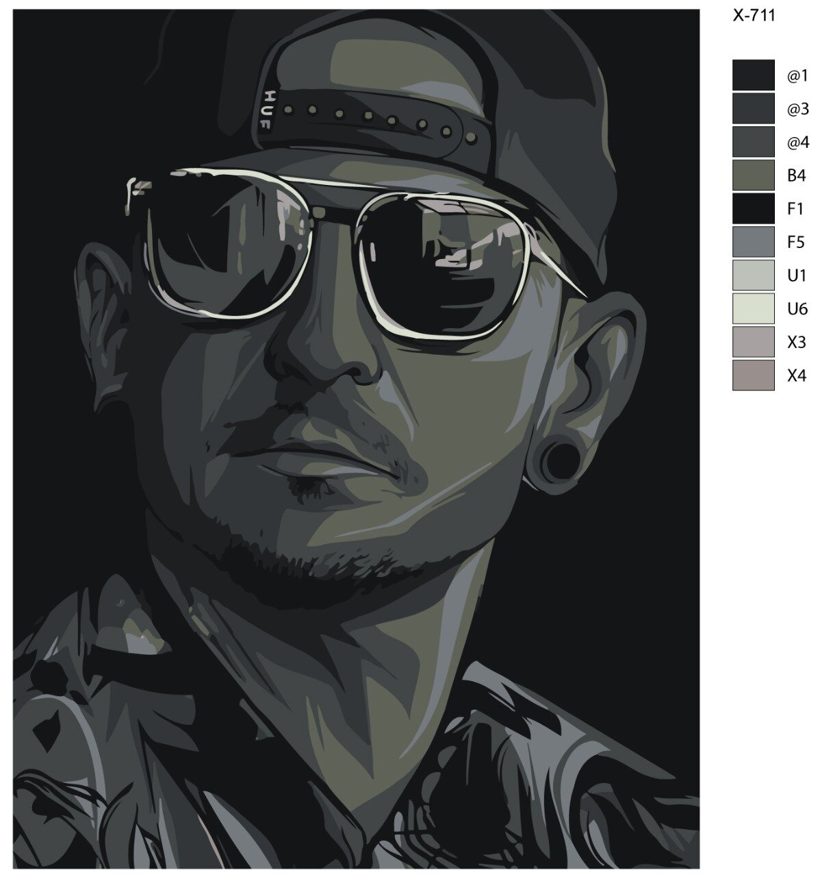 Картина по номерам X-711 "Chester Bennington (Честер Беннингтон)" 40х50
