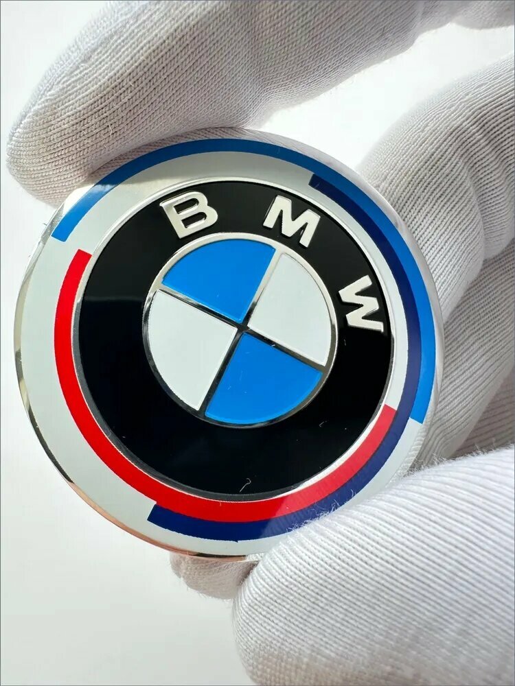 Значок BMW на руль 45мм, шильдик БМВ Юбилейный 1шт.